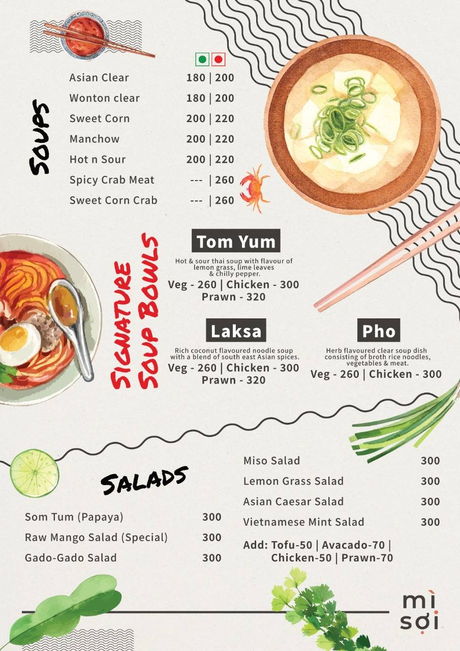 Menu at Mi Soi, Mumbai