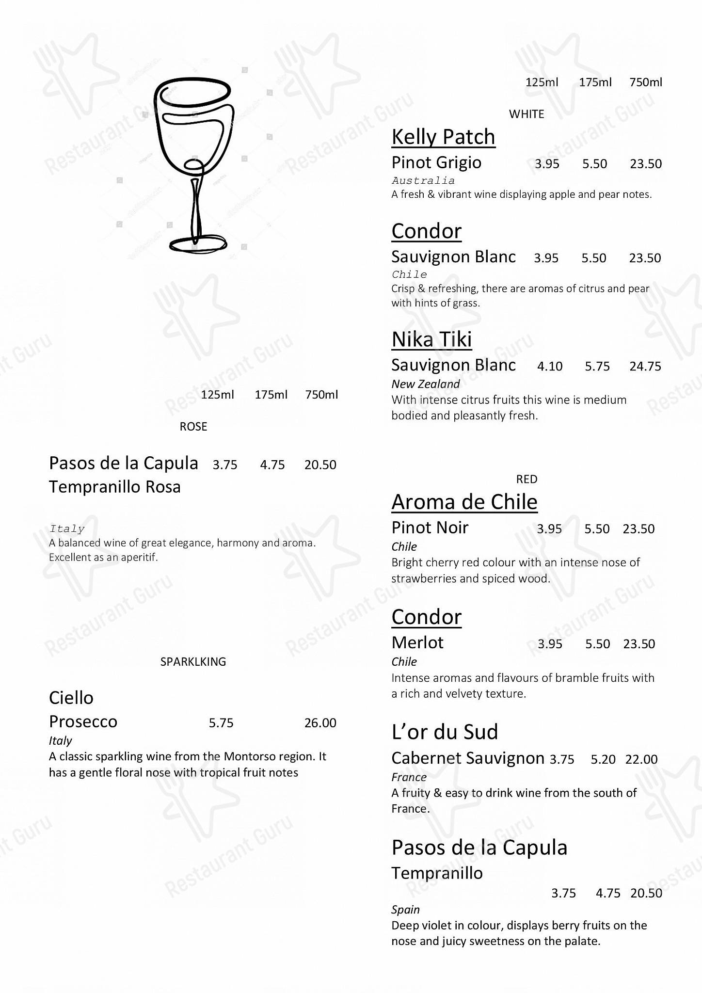 Menu at Northern Lights pub & bar, Belfast