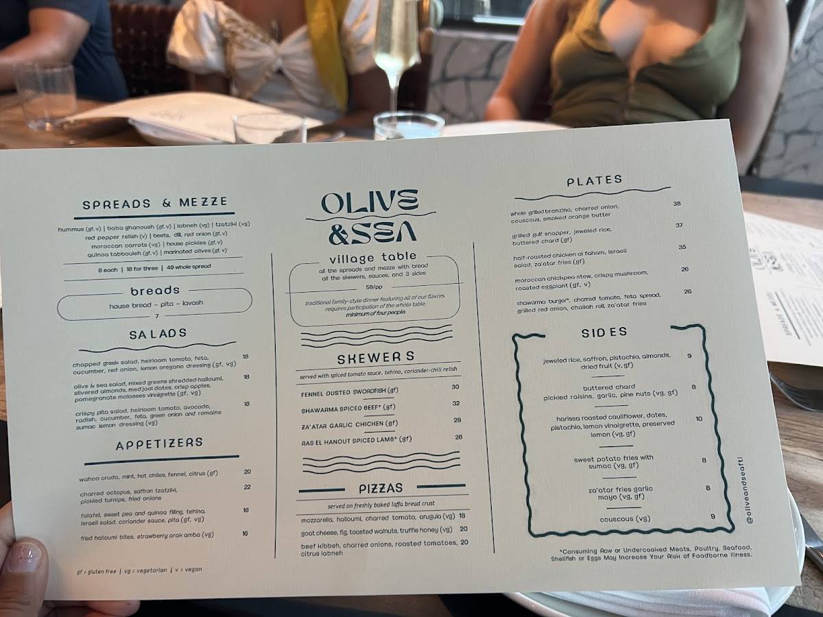 Menu at Olive & Sea pub & bar, Fort Lauderdale, SE 17th St