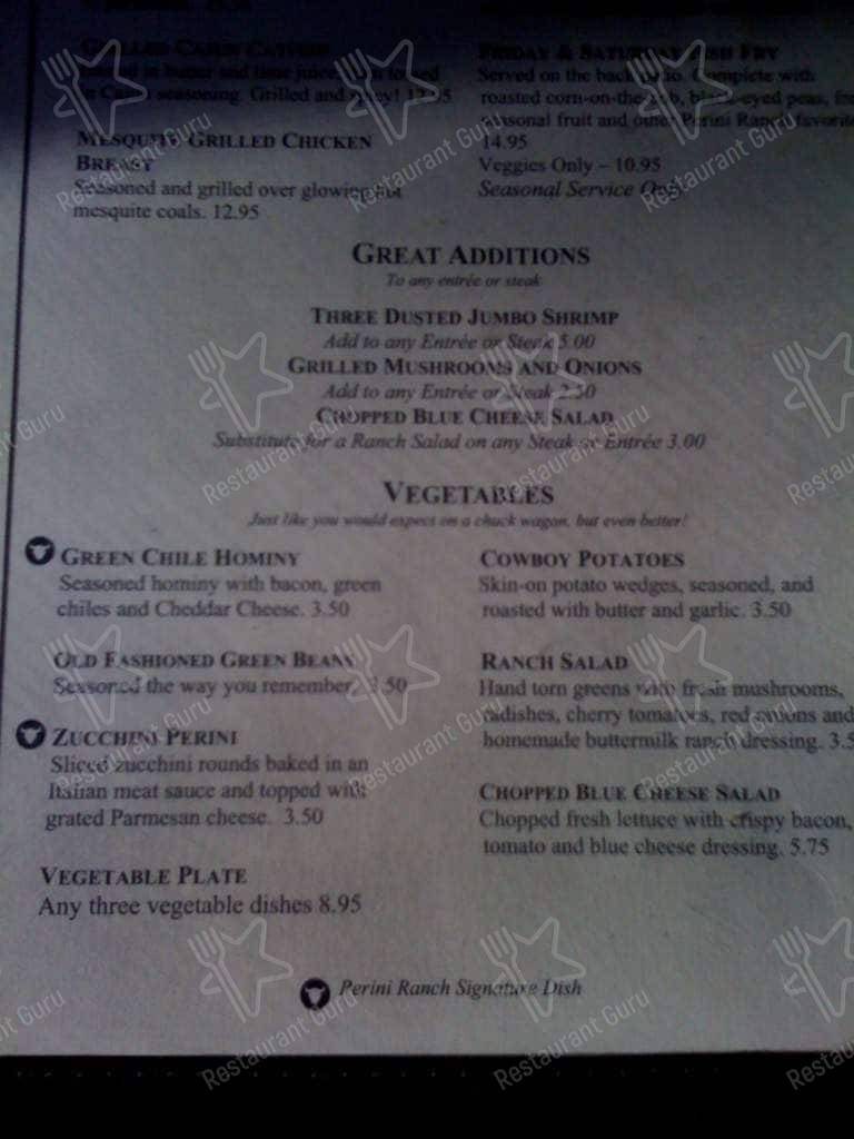 Menu at Perini Ranch Steakhouse, Buffalo Gap