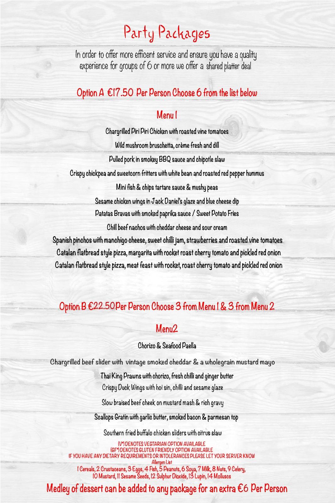 Menu at Pimento pub & bar, Carlow