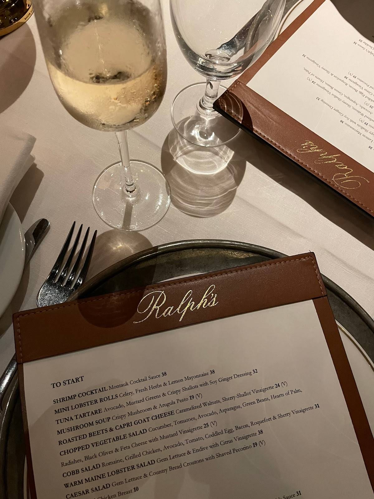 Menu au Ralph's Restaurant, Paris