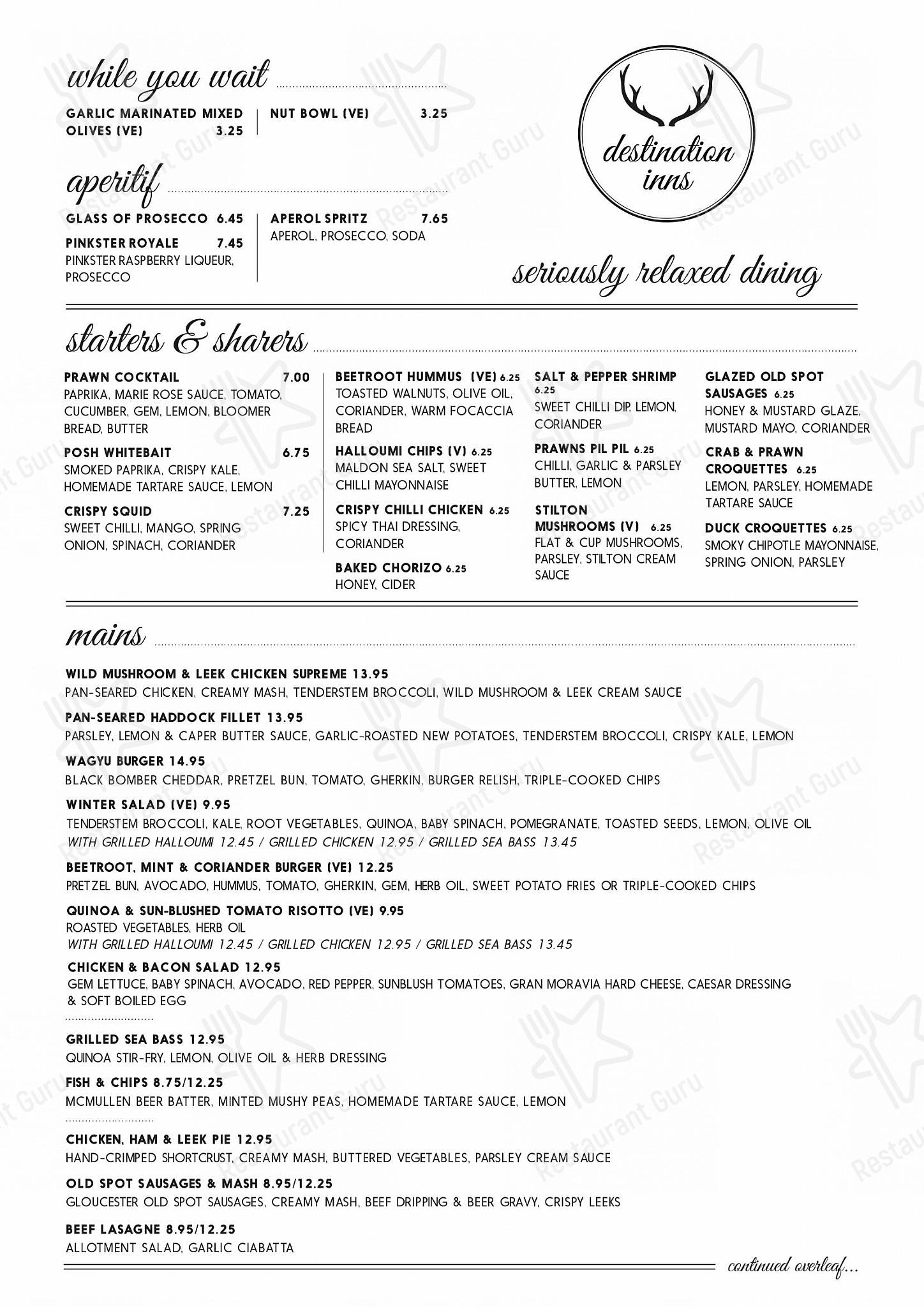 Menu at Robin Hood pub & bar, Enfield, 240 The Ridgeway
