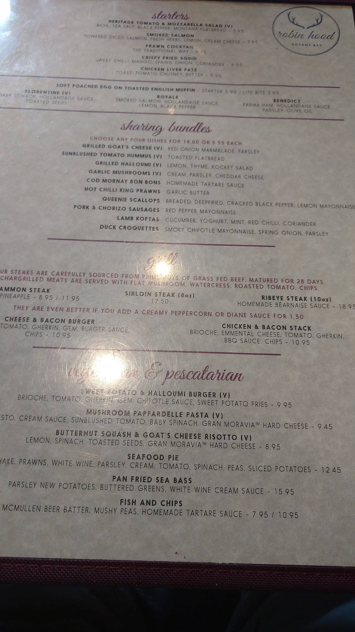 Menu at Robin Hood pub & bar, Enfield, 240 The Ridgeway