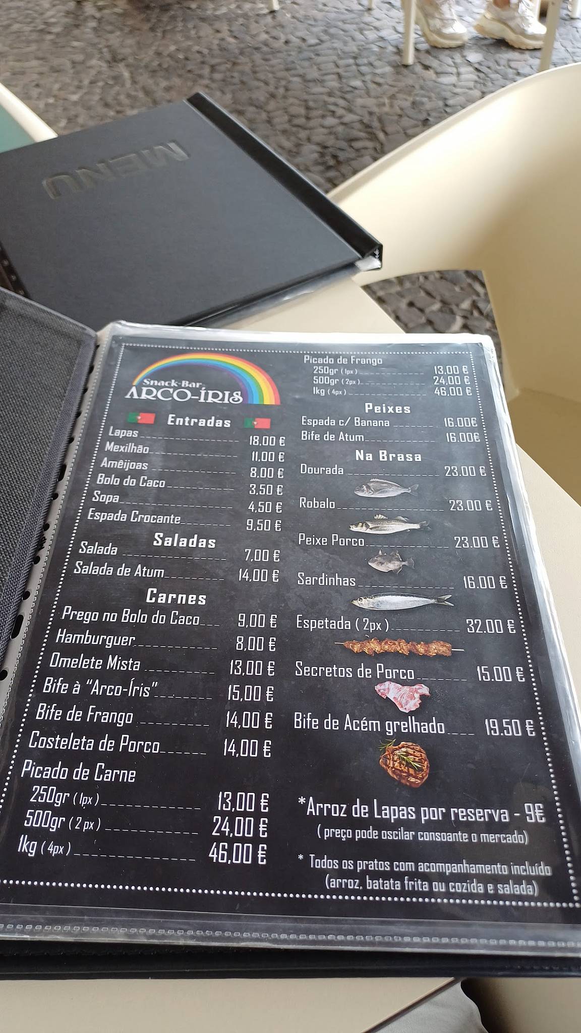 Menu em Snack Bar Arco Iris, Seixal