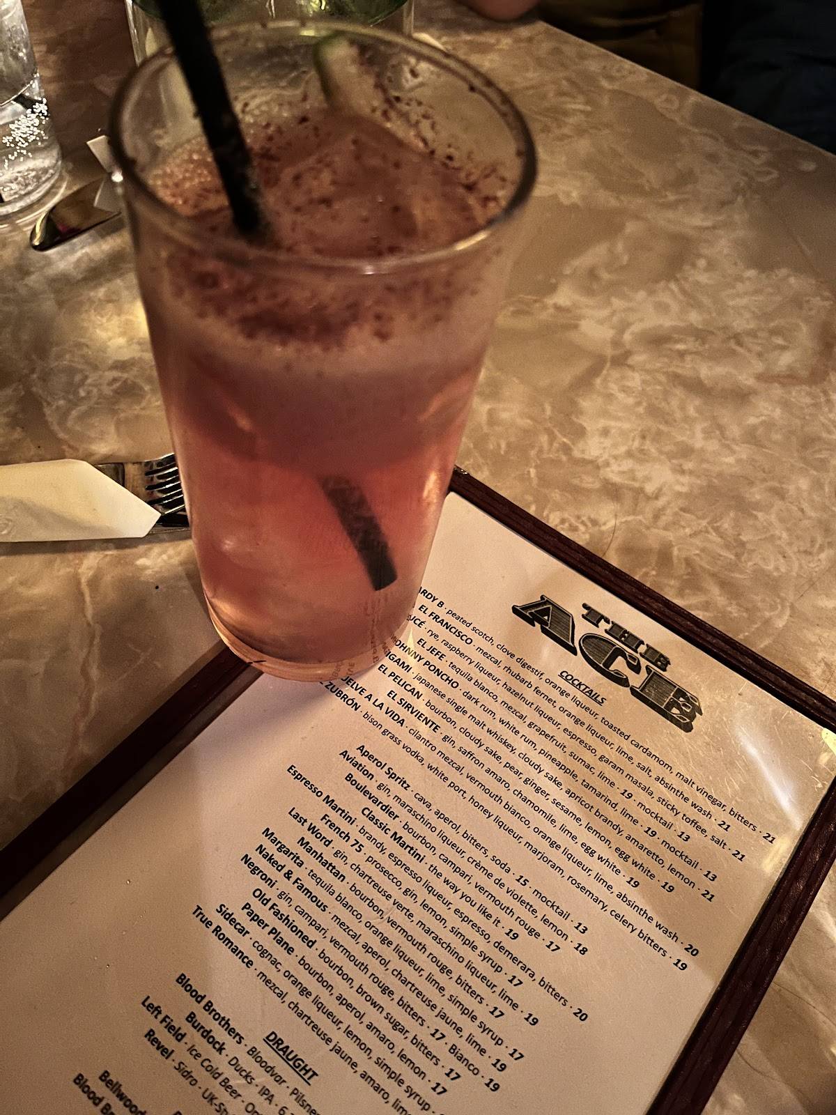 Menu at The Ace pub & bar, Toronto, 231A Roncesvalles Ave