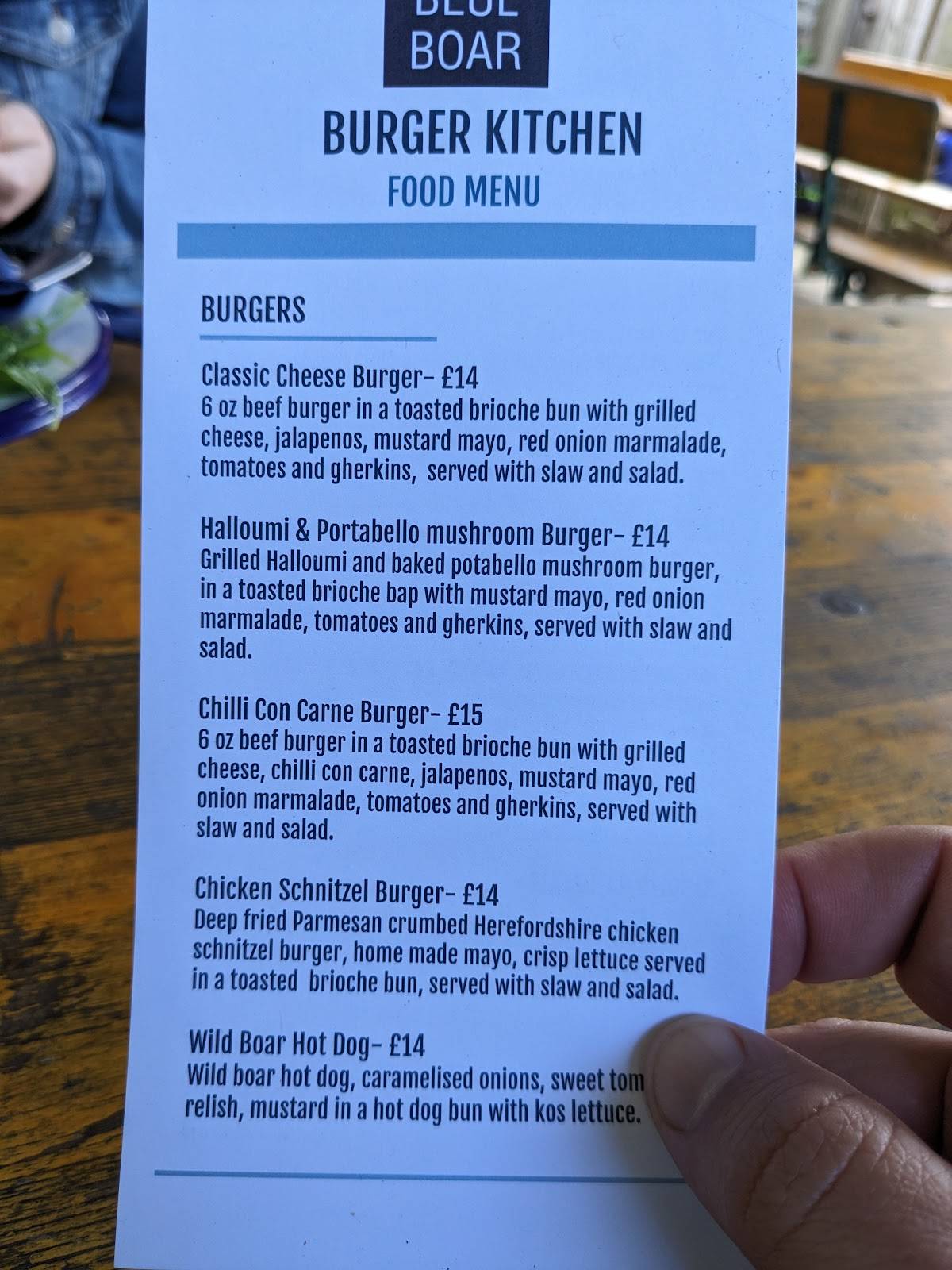 Menu at The Blue Boar pub & bar, Hay-on-Wye, Castle St
