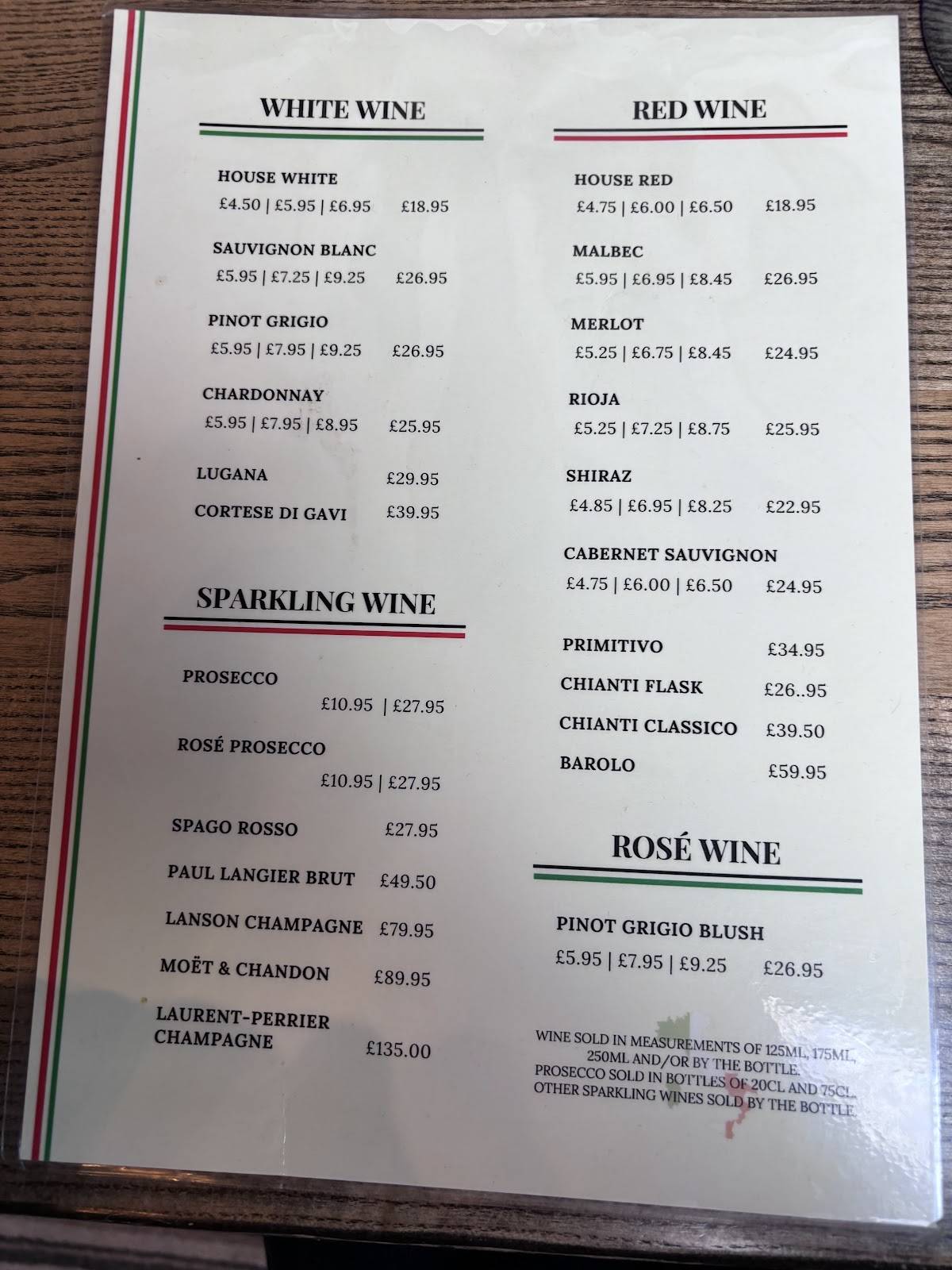 Menu at The Boot Italian Gastropub, Bracknell