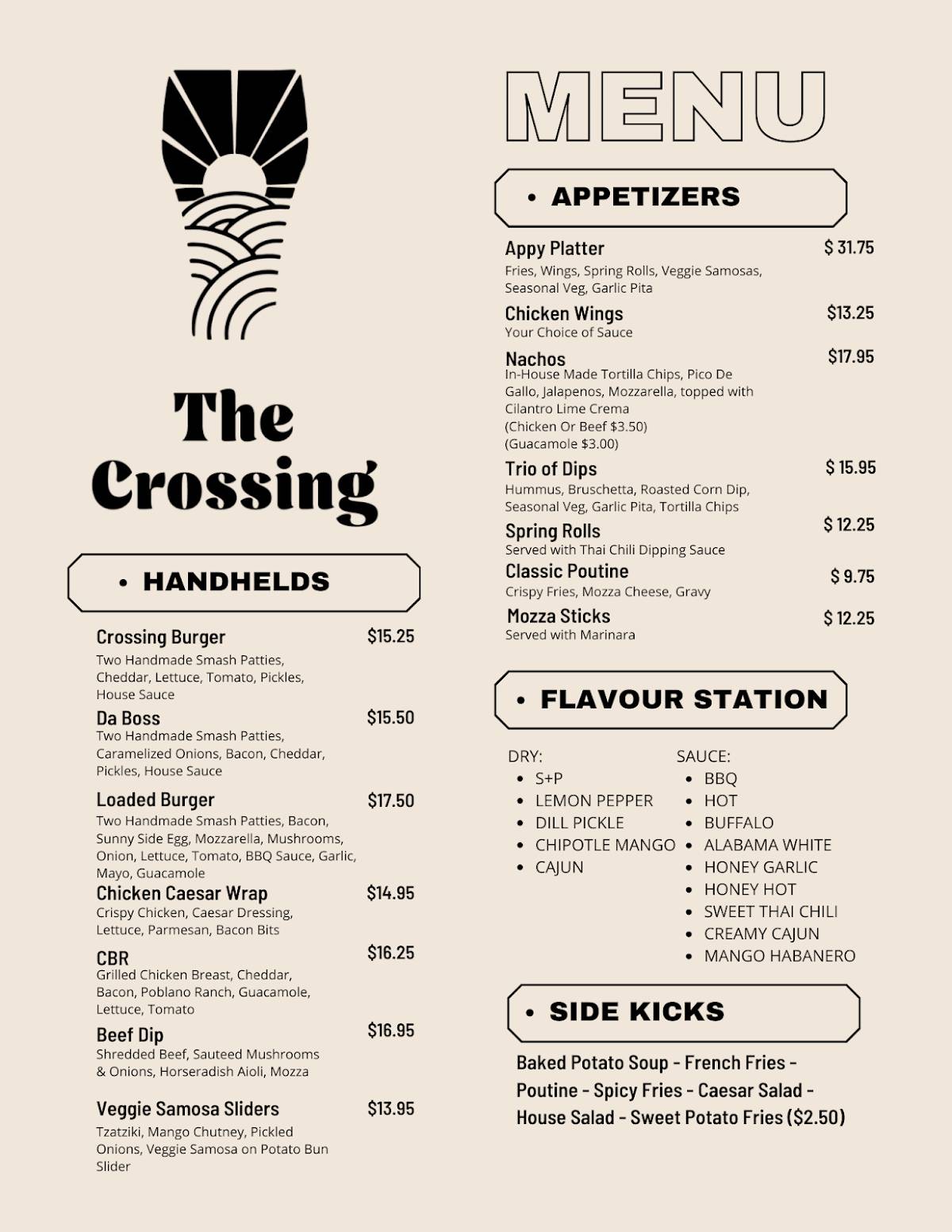 Menu at The Crossing Pub & Restaurant, Olds