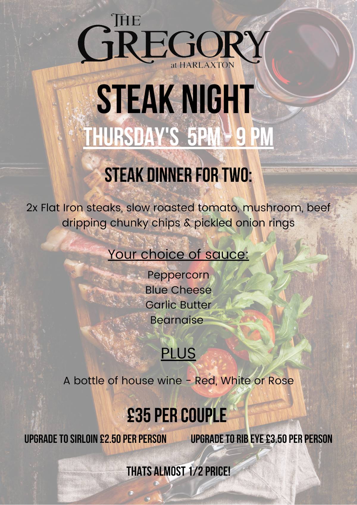 Menu at The Gregory Arms pub & bar, Grantham
