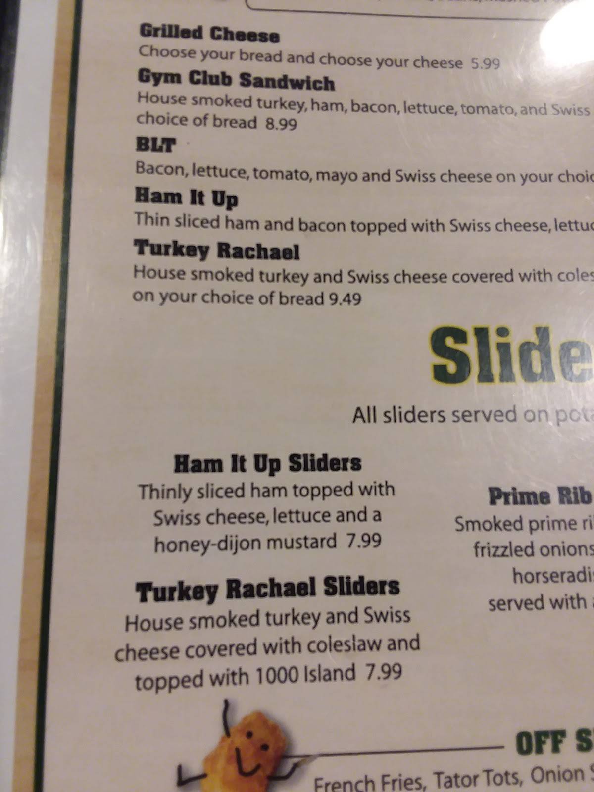 Menu at The Gym Grill and Bar, Queen Creek