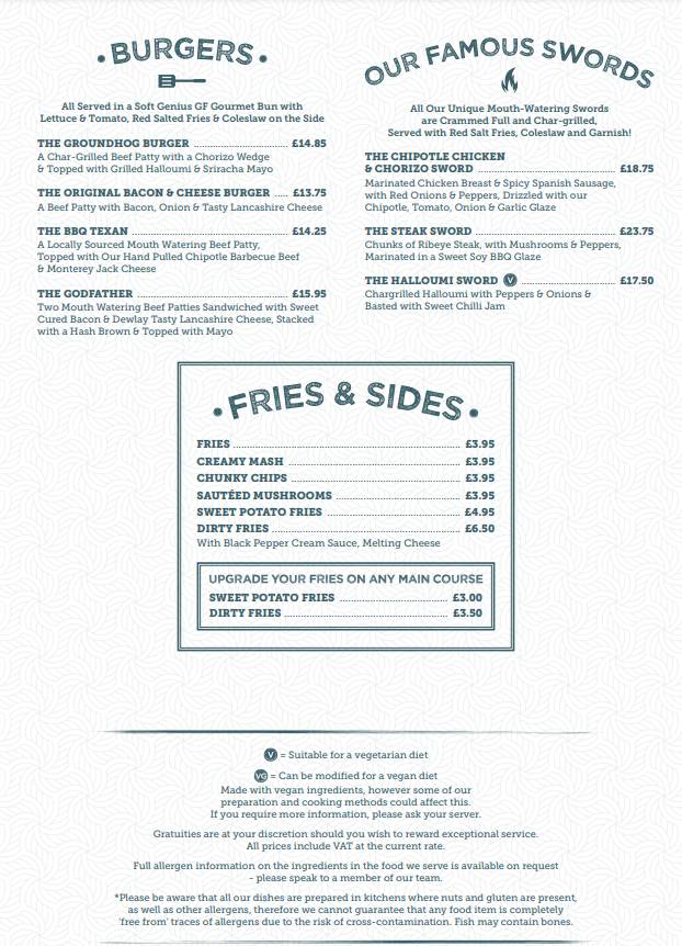 Menu at The Horns Inn pub & bar, Garstang