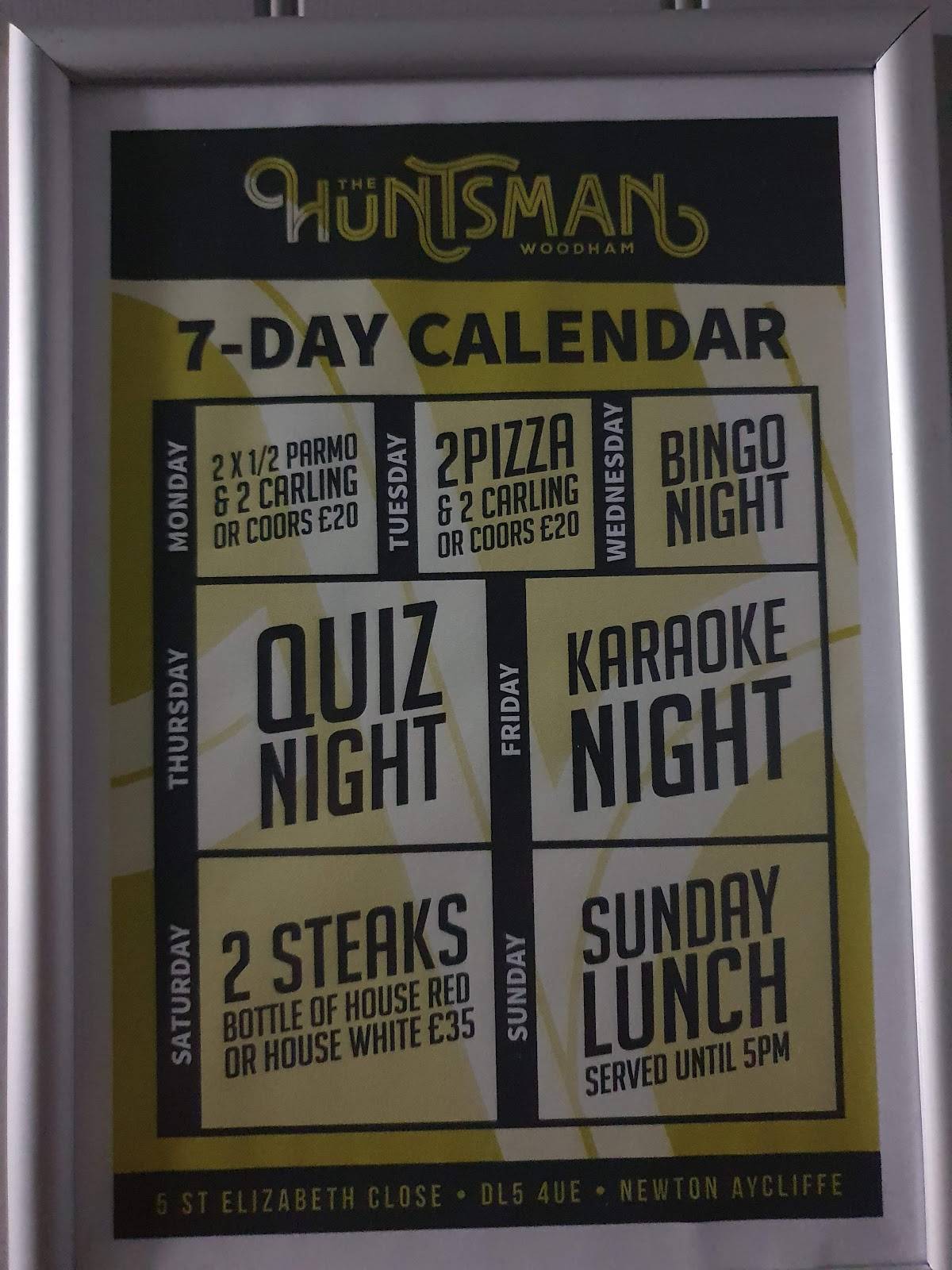 Menu at The Huntsman pub & bar, Newton Aycliffe