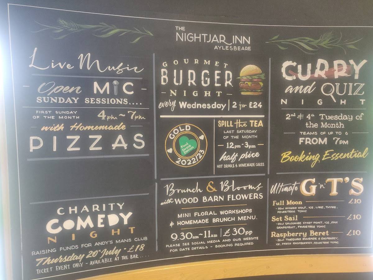 Menu at Villa Verde The Nightjar Inn pub & bar, Aylesbeare