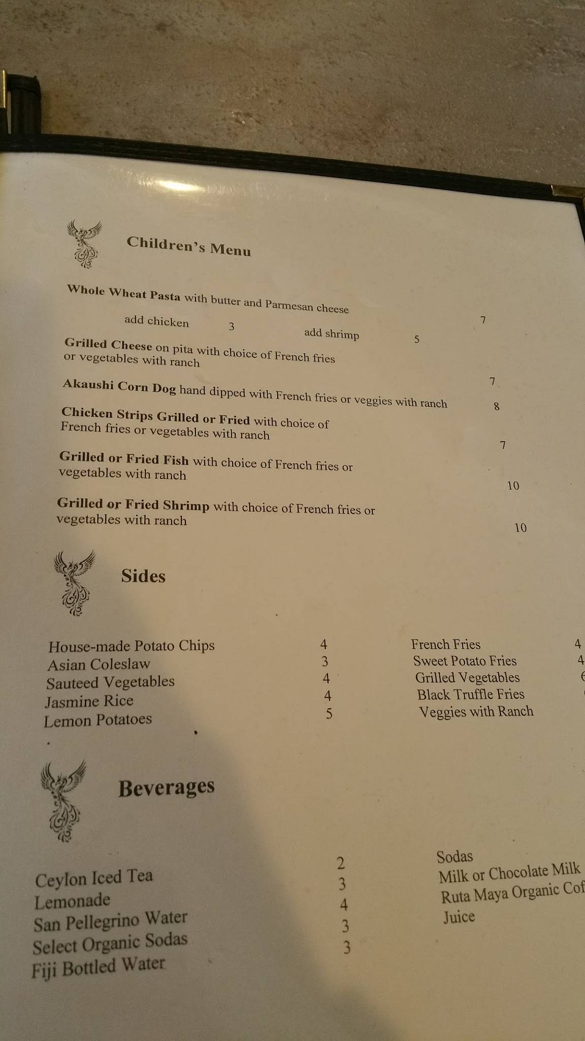 Menu at The Phoenix Restaurant & Bar, Port Aransas, -A Island Moorings Pkwy
