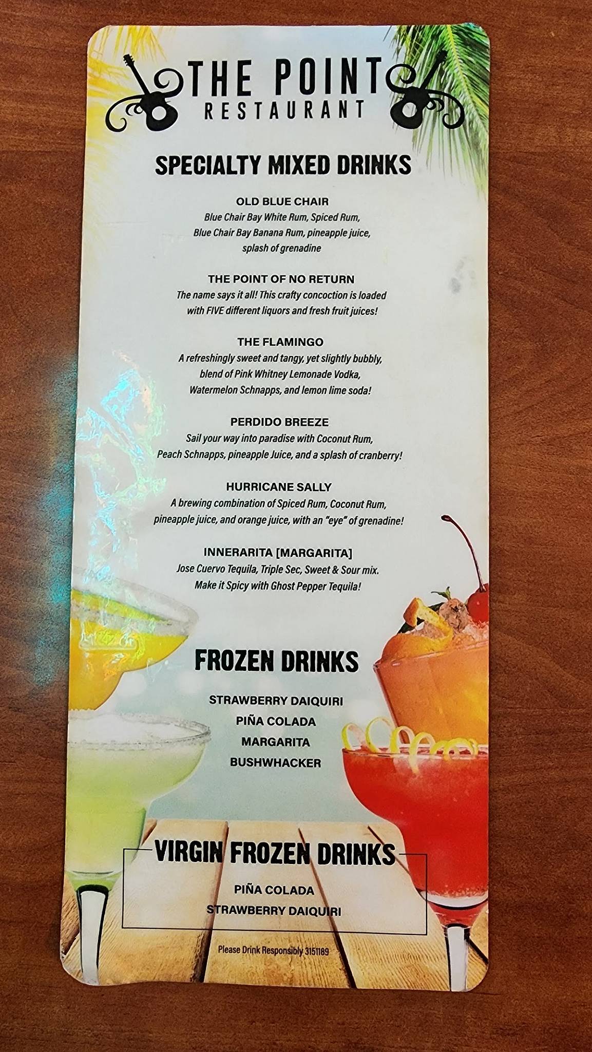 Menu at The Point Restaurant, Perdido Key