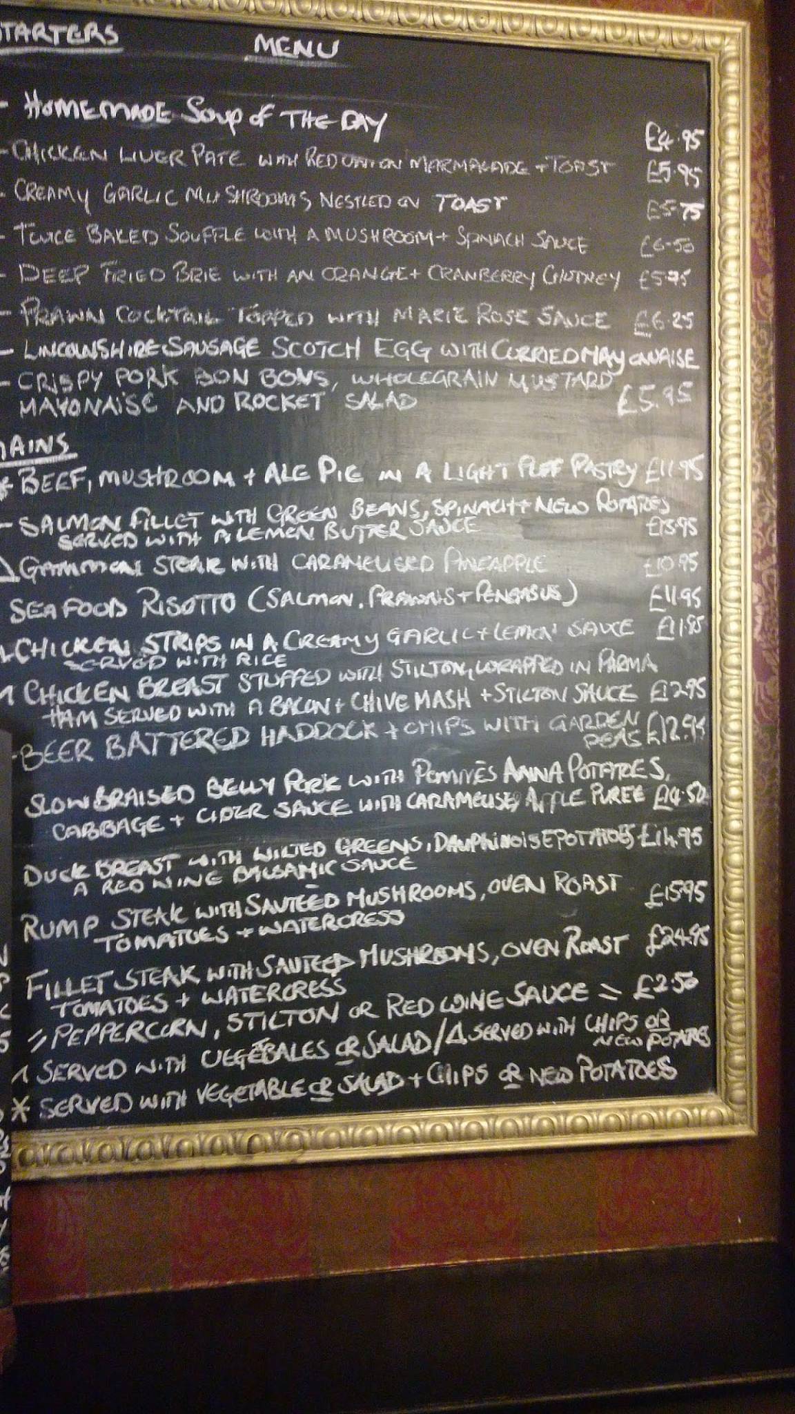 Menu at The Pyewipe Inn pub & bar, Lincoln