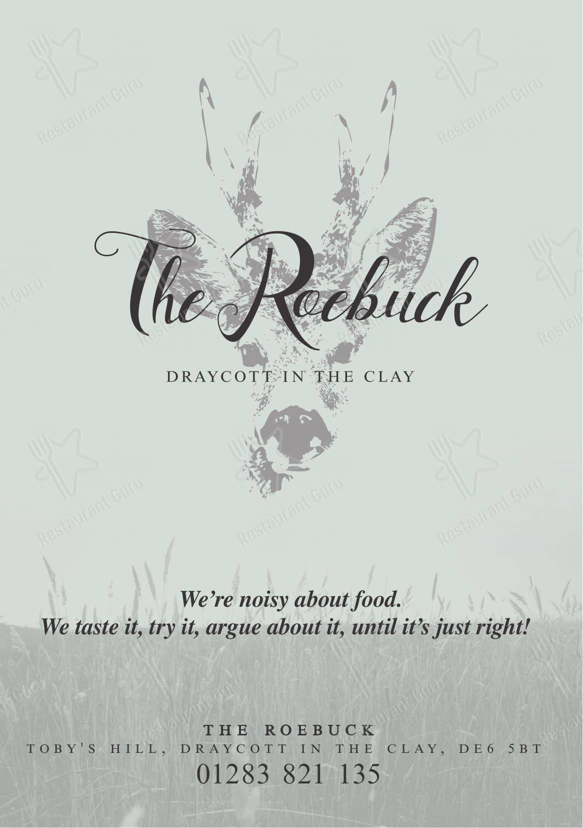Menu at The Roebuck pub & bar, Draycott in the Clay