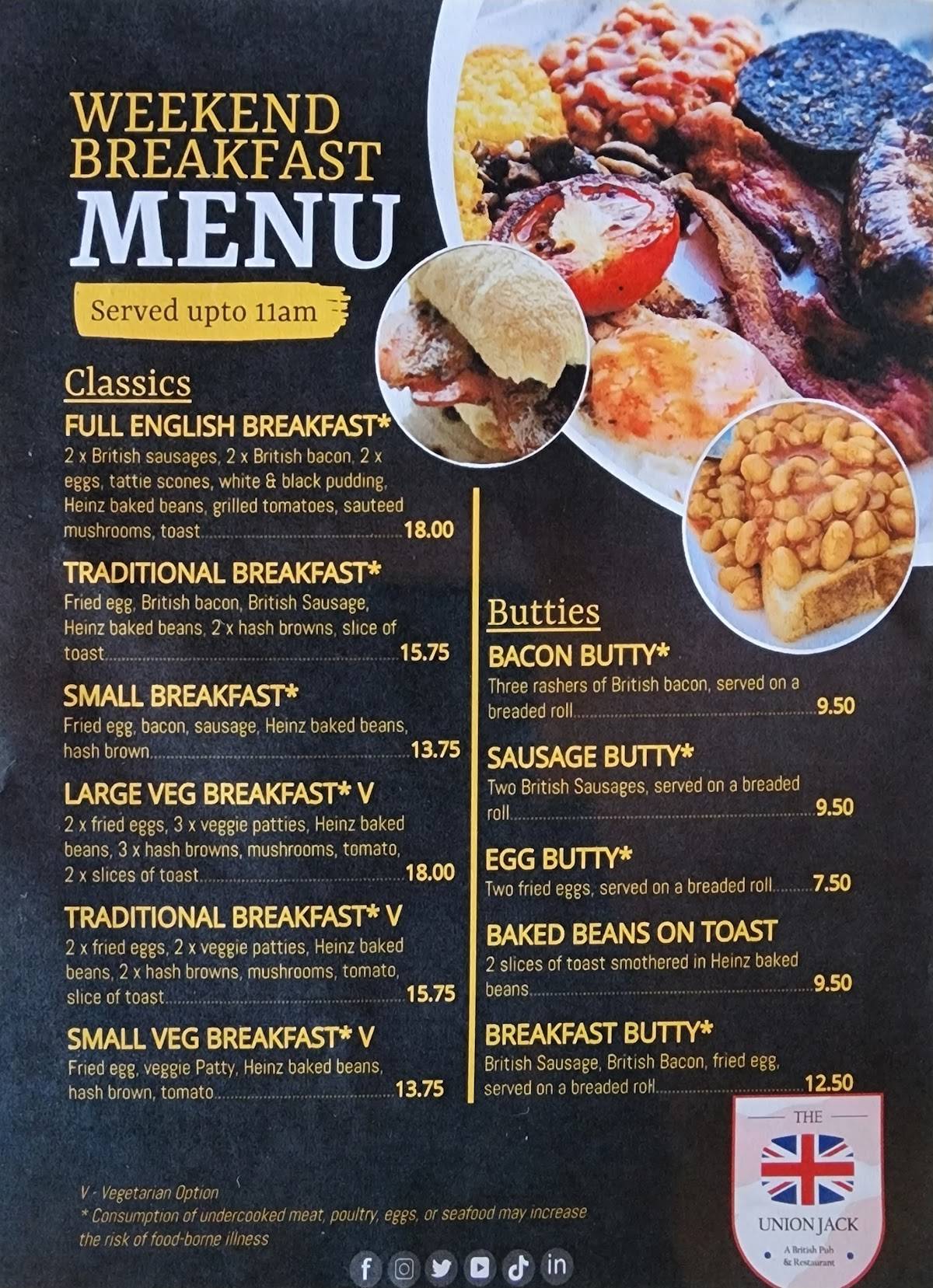 Menu at The Union Jack British Pub - Tucson, Tucson