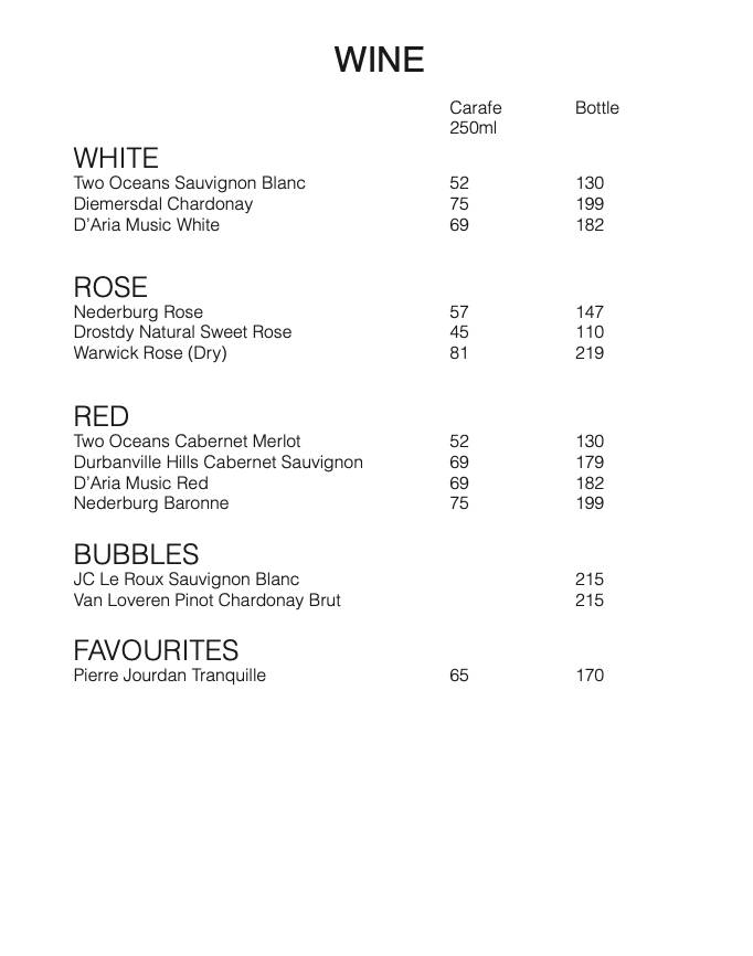 Menu at Tipples Bar & Grill, Durbanville, Cape Town