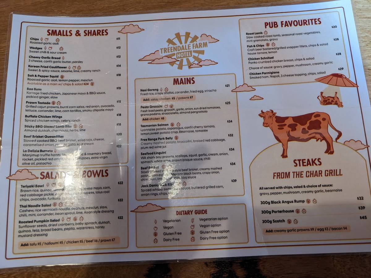 Menu at Treendale Farm Hotel pub & bar, Australind