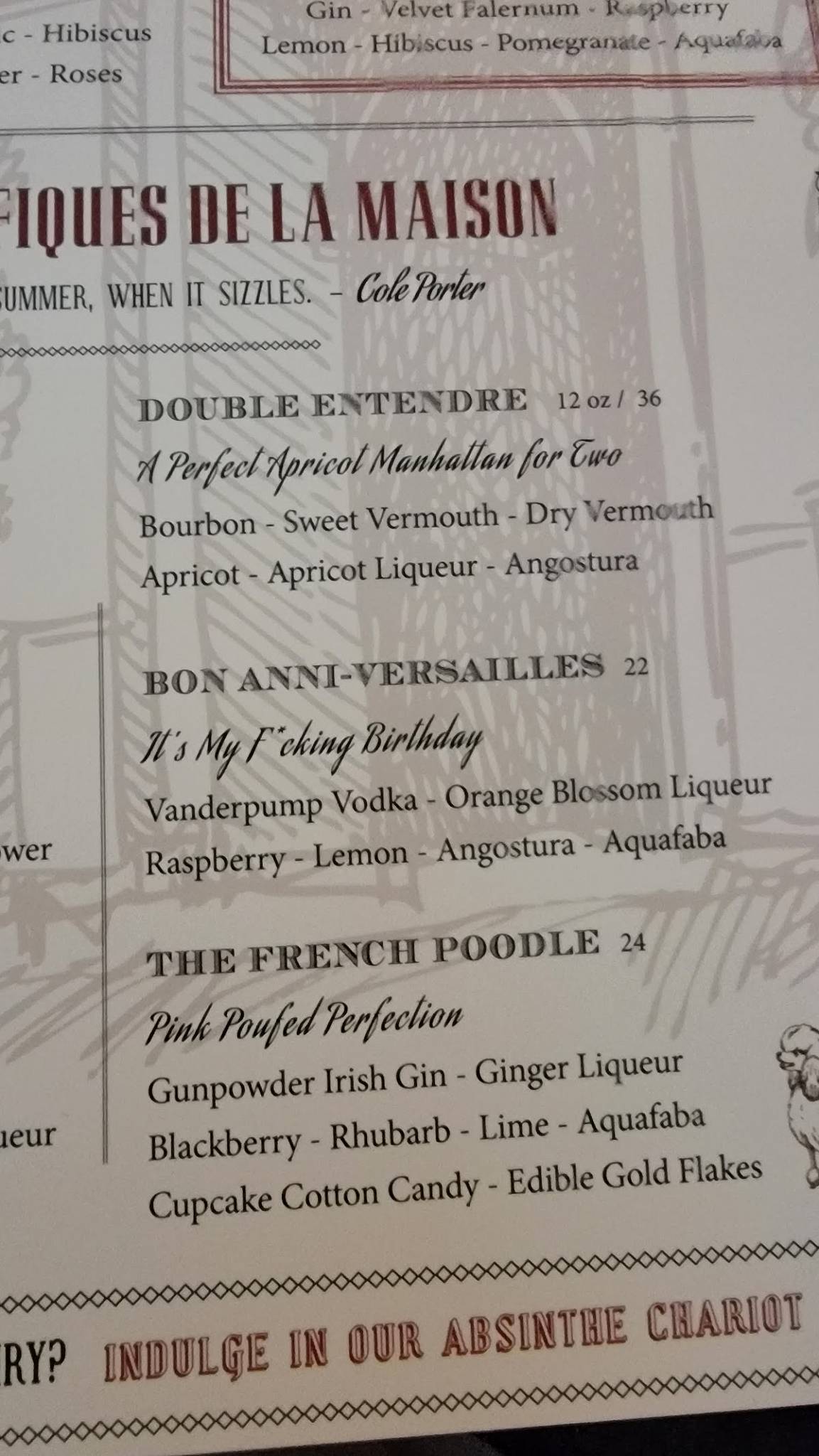 Menu at Vanderpump à Paris pub & bar, Las Vegas