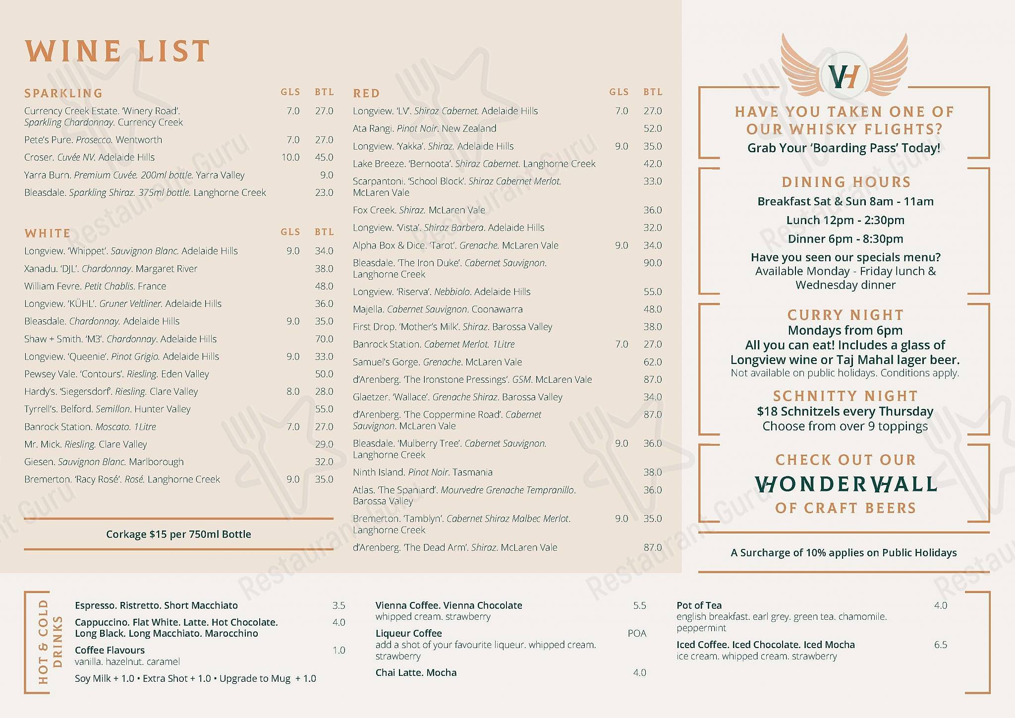 Menu at Victoria Hotel-Strathalbyn pub & bar, Strathalbyn