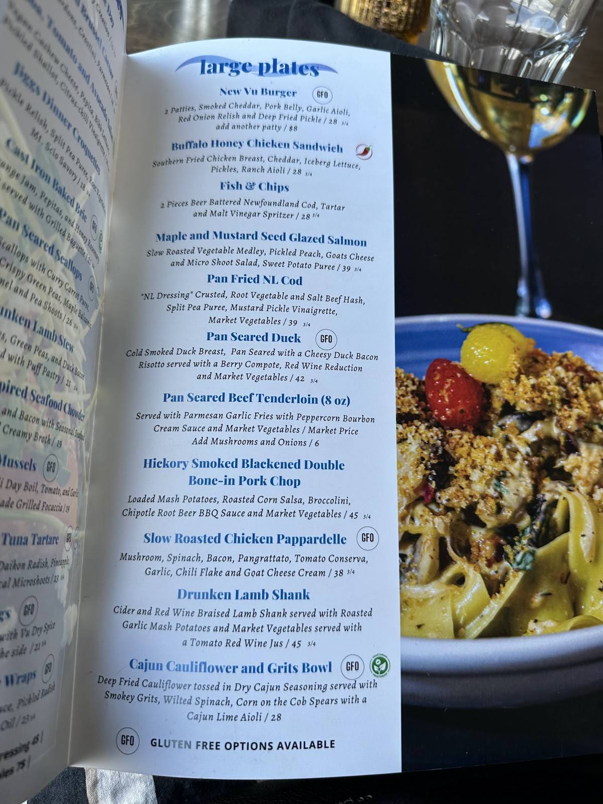 Menu at Vu Restaurant, St. John's