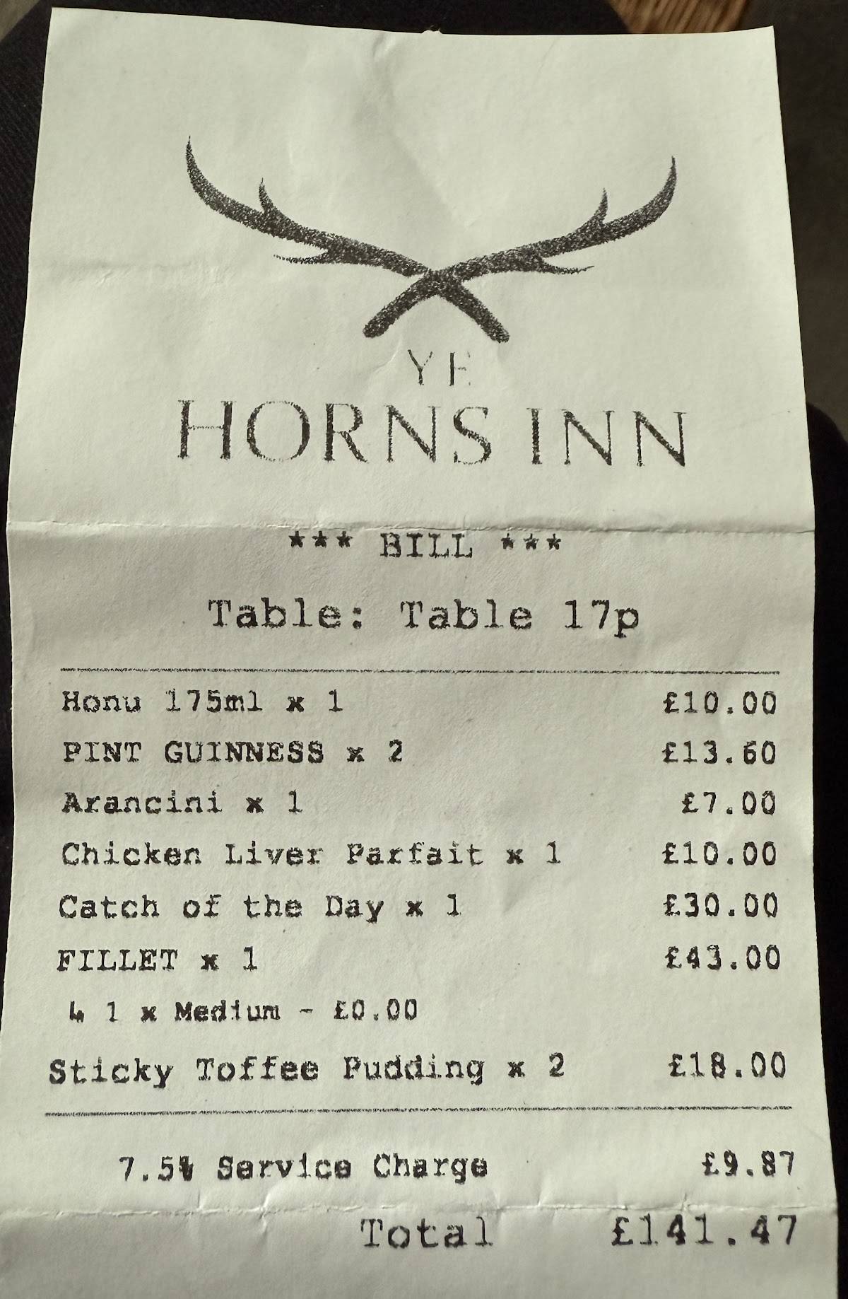 Menu at Ye Horns Inn pub & bar, Goosnargh