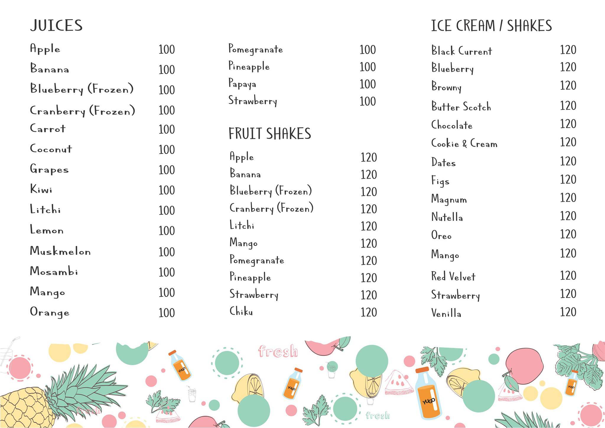 Menu at Yugo, Coimbatore, 1 Near Kidney Center