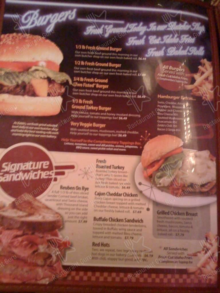 Menu at Zebb's Deluxe Grill & Bar, Mattydale