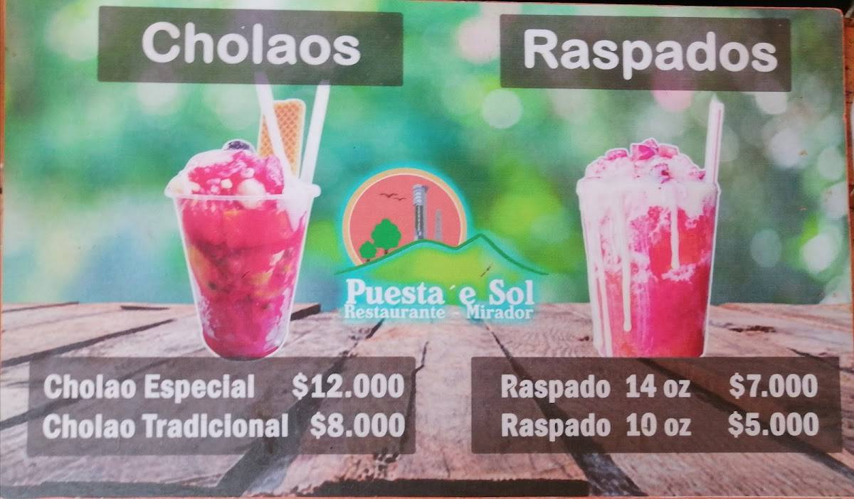 Menu at Puesta'e Sol Restaurante Mirador, Puerto López