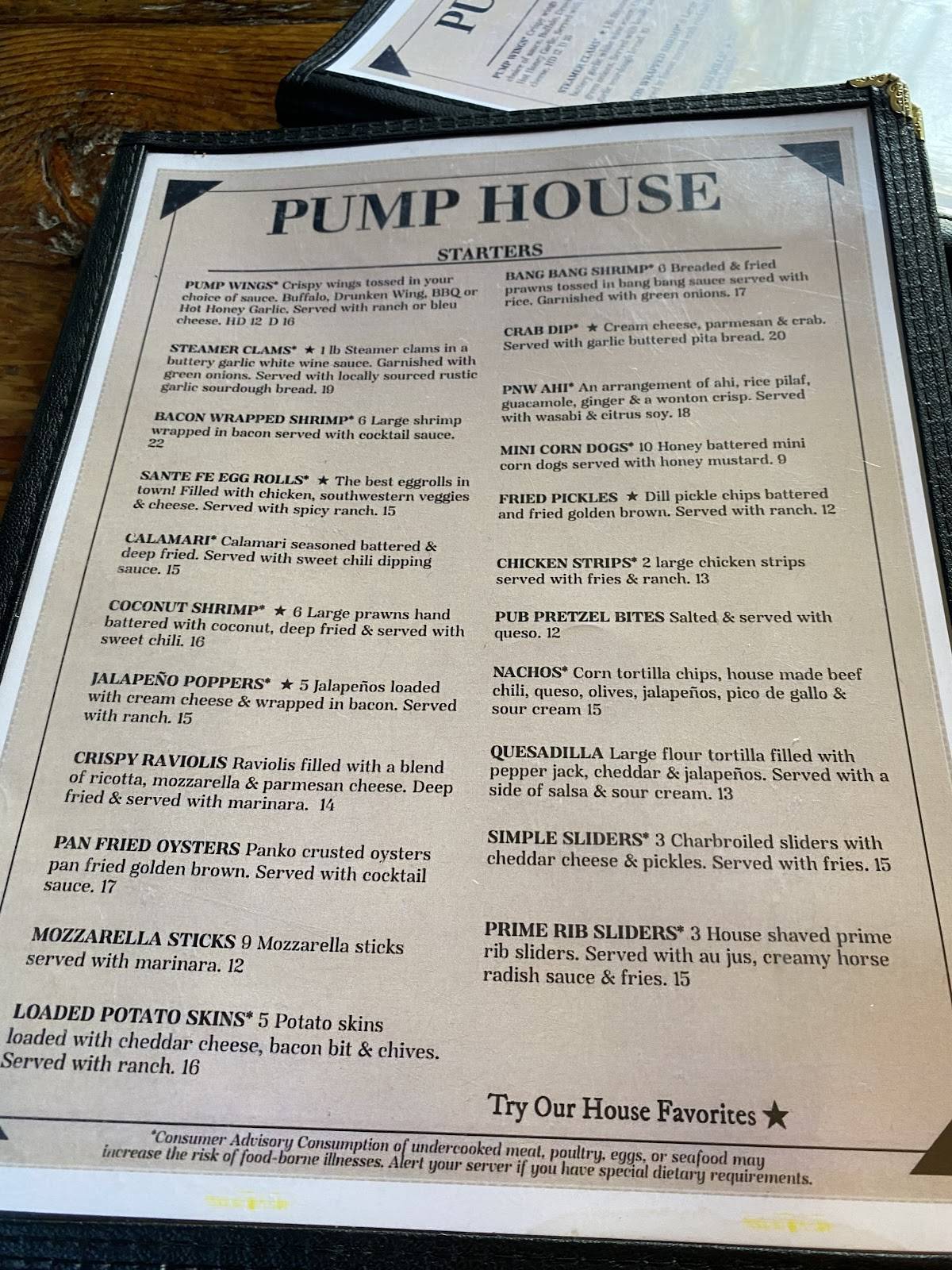 Menu at Pump House Bar & Grill, Terrebonne