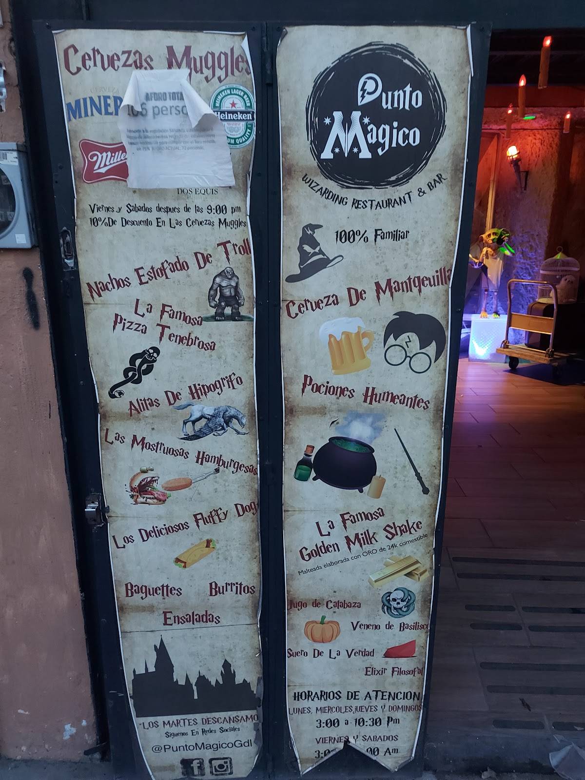 Carta del restaurante Punto Mágico, Guadalajara