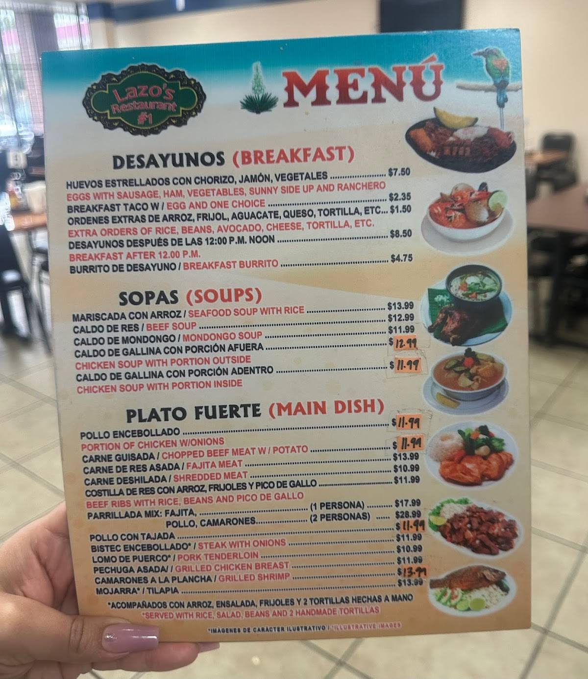 Menu at Pupuseria y Restaurante Lazo #1, Houston