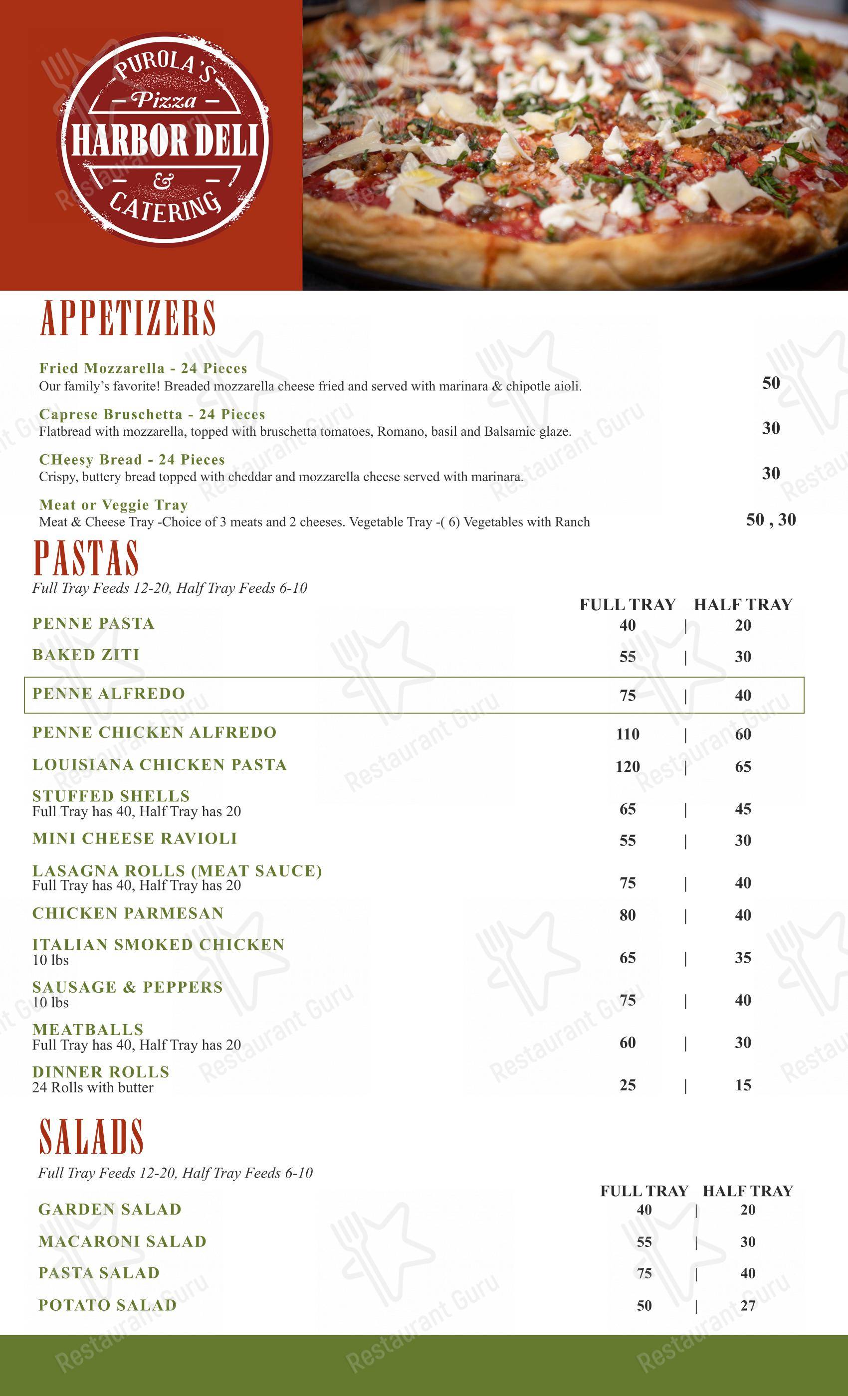 Menu at Purola's Harbor Deli restaurant, Ashtabula, Lake Ave