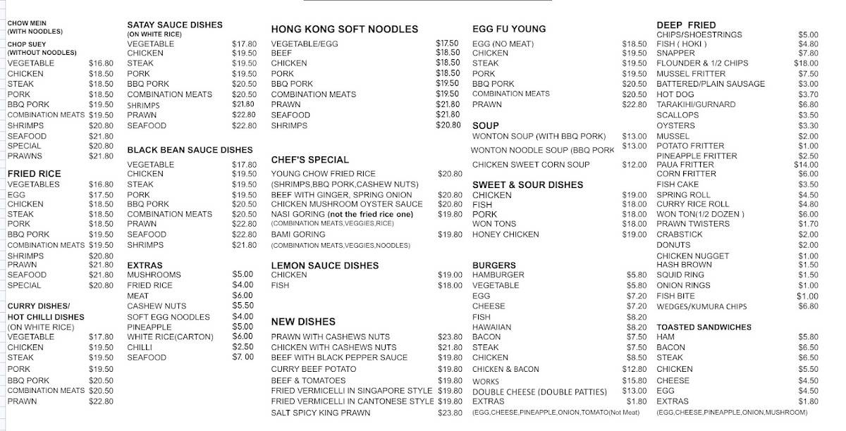 Menu at ( Putaruru ) Happy Takeaways restaurant, Putaruru