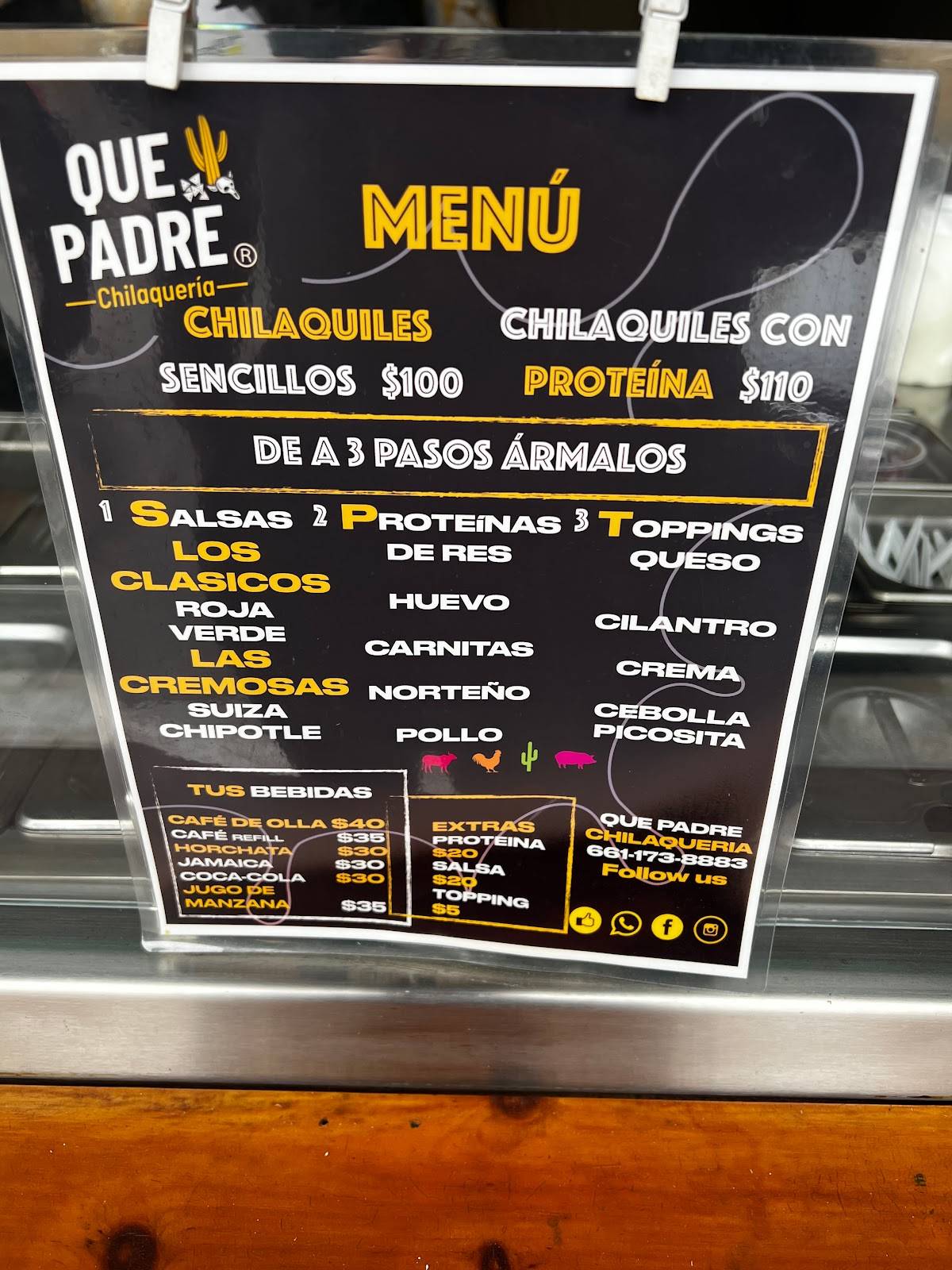 Carta del restaurante QUE PADRE Chilaquería, Tijuana, P.º Playas del ...