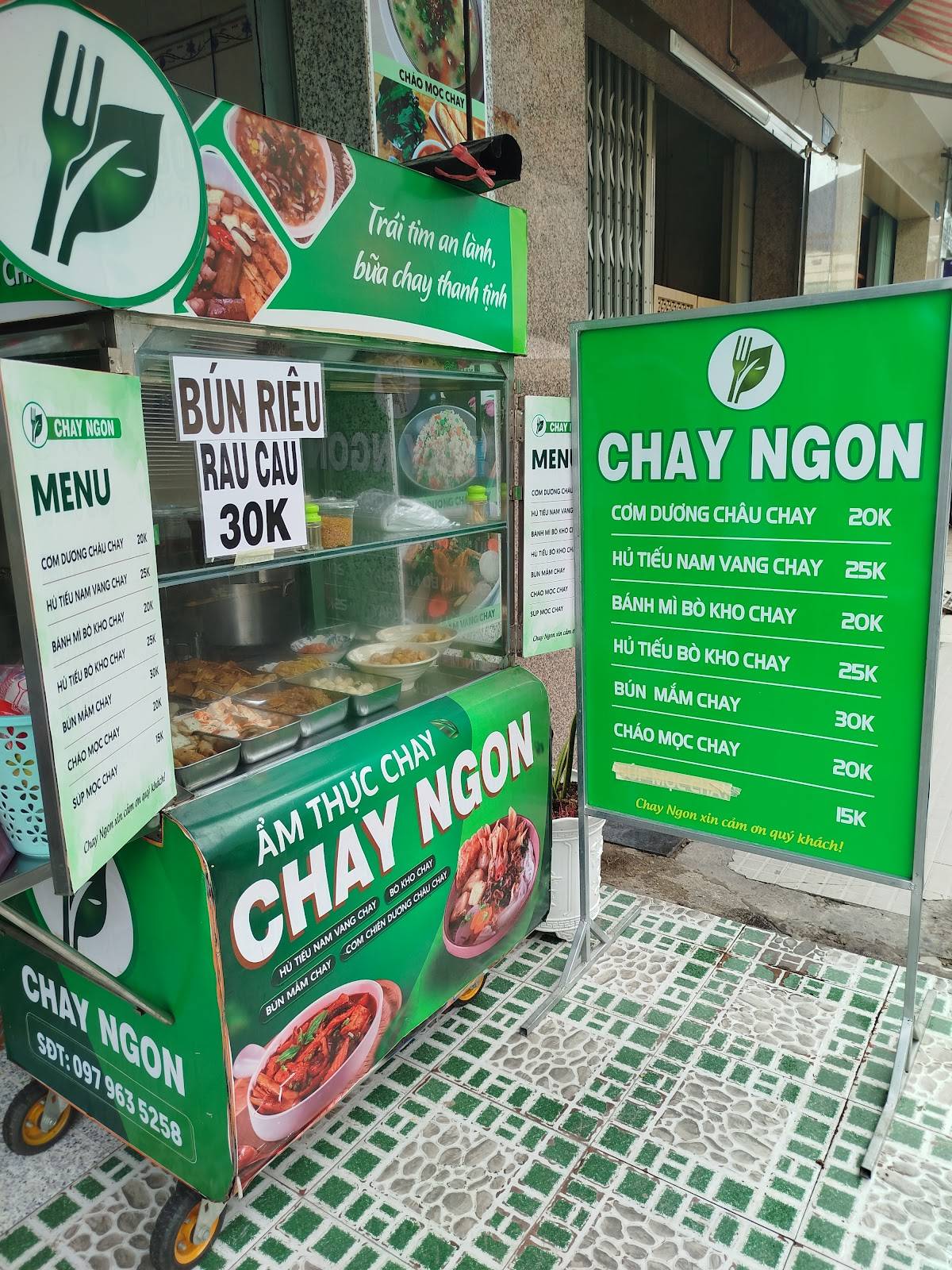 Menu at Quán chay ngon restaurant, Gò Công