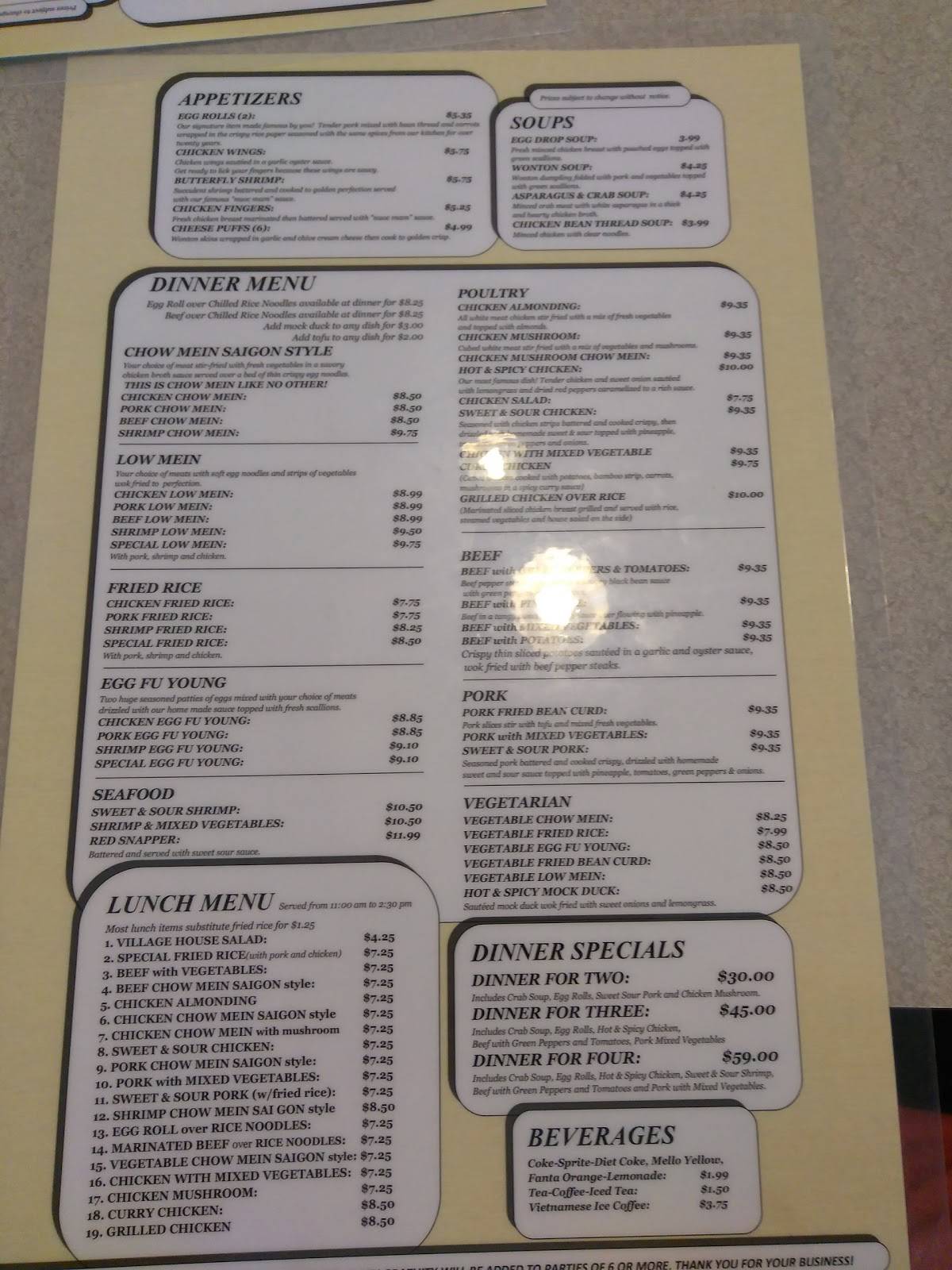 Menu at Que Viet Village House 3 restaurant, Brooklyn Center