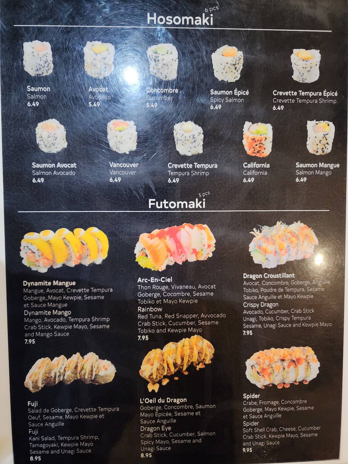 Menu au Chika Ramen Izakaya pub et bar, Québec