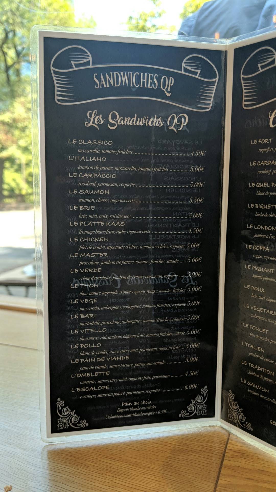 Menu au Quel Pain, Bruxelles