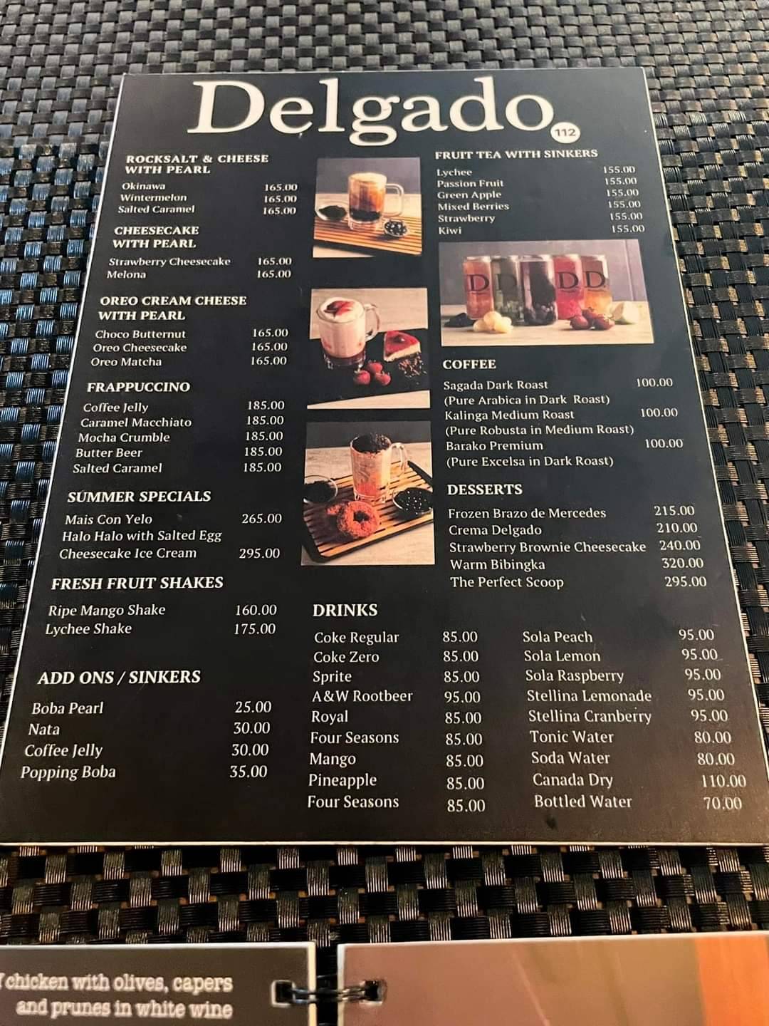 Menu at Delgado.112 restaurant, Quezon City