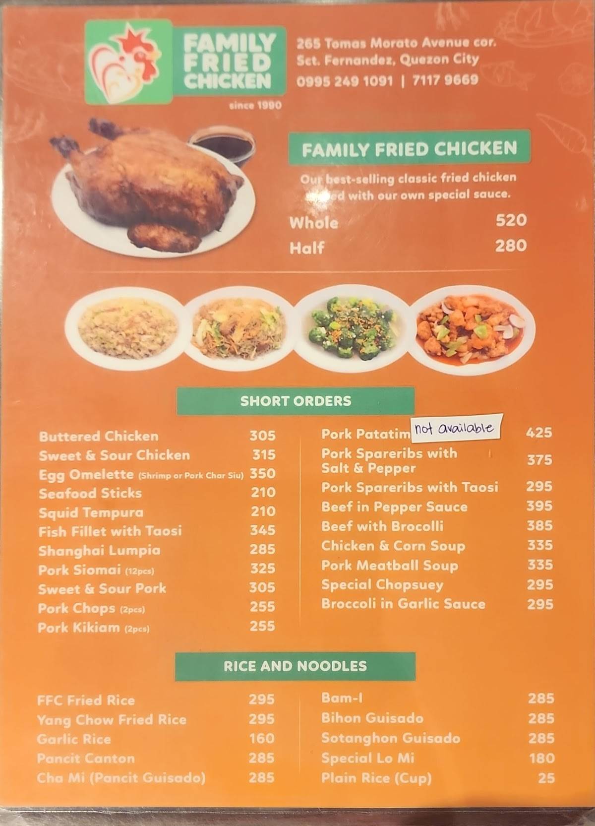 Menu at Family Fried Chicken - Tomas Morato restaurant, Quezon City