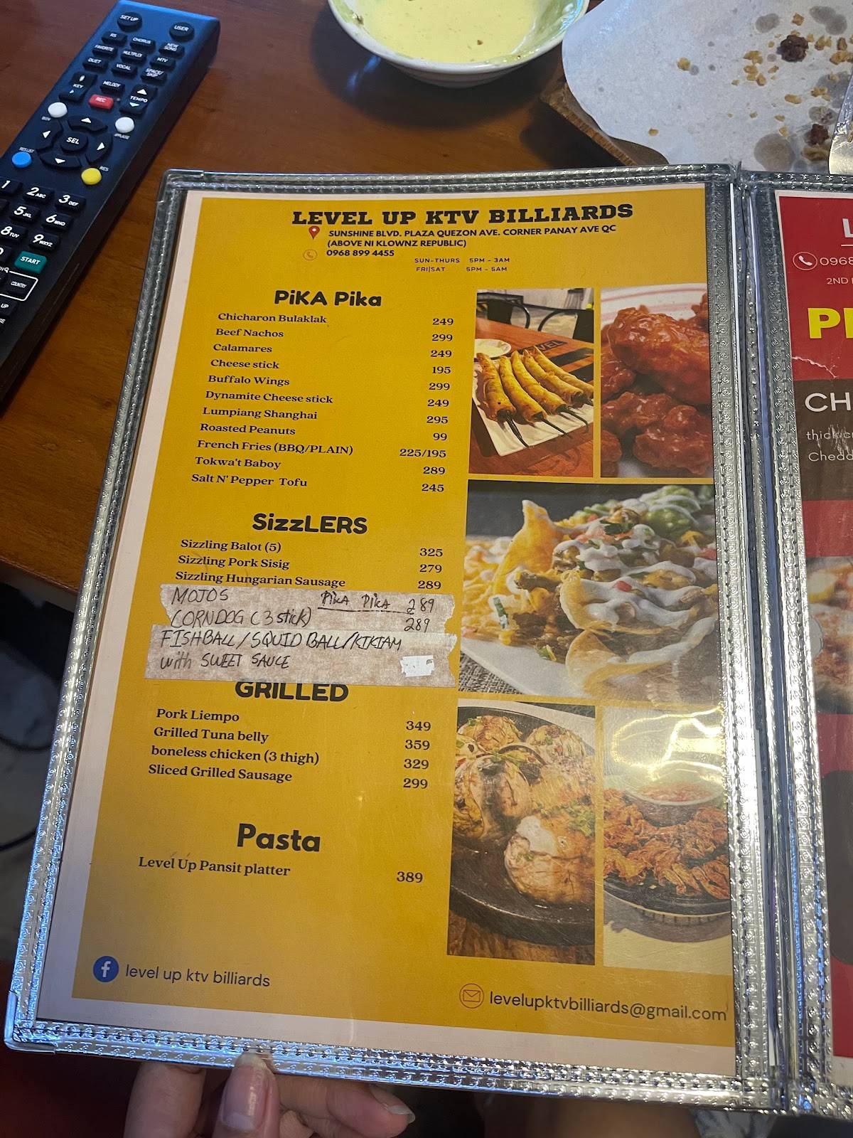 Menu at Level Up KTV Billiards pub & bar, Quezon City