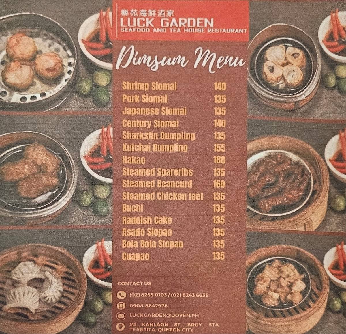 Menu at Luck Garden Restaurant, Quezon City