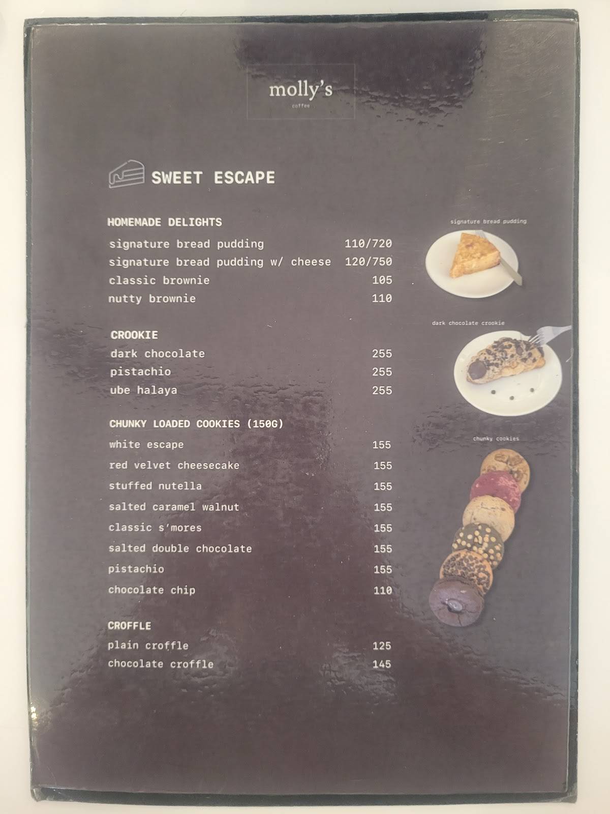 Menu at Molly's Coffee restaurant, Quezon City