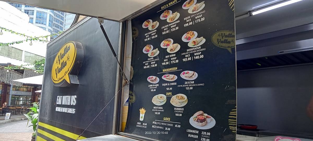 Menu at Yalla Yalla restaurant, Quezon City