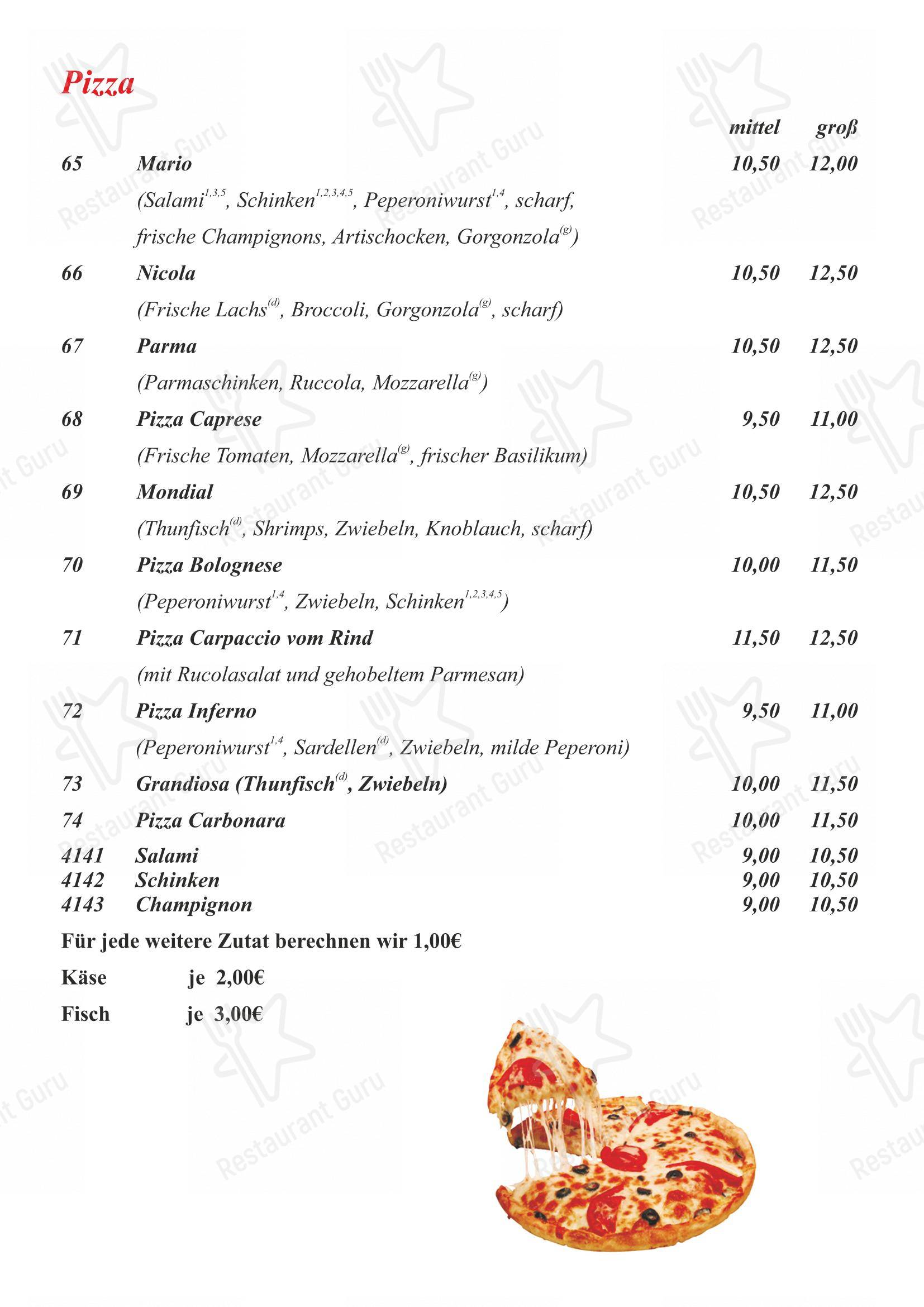 Speisekarte von Ristorante Portofino pizza, Rüdesheim am Rhein