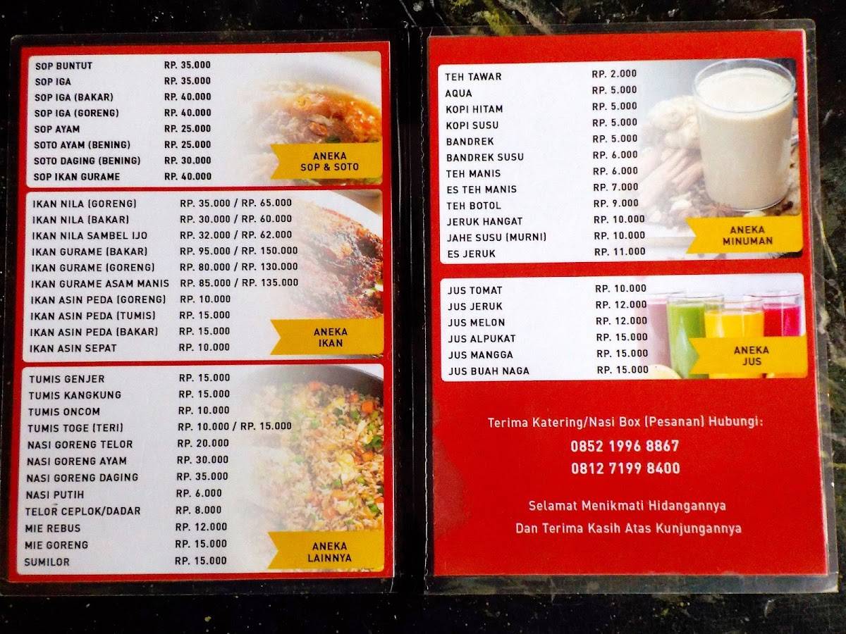 Menu at RM SOP BUNTUT/IGA. PAK MANGUN restaurant, Indonesia, Jl. Cikidang